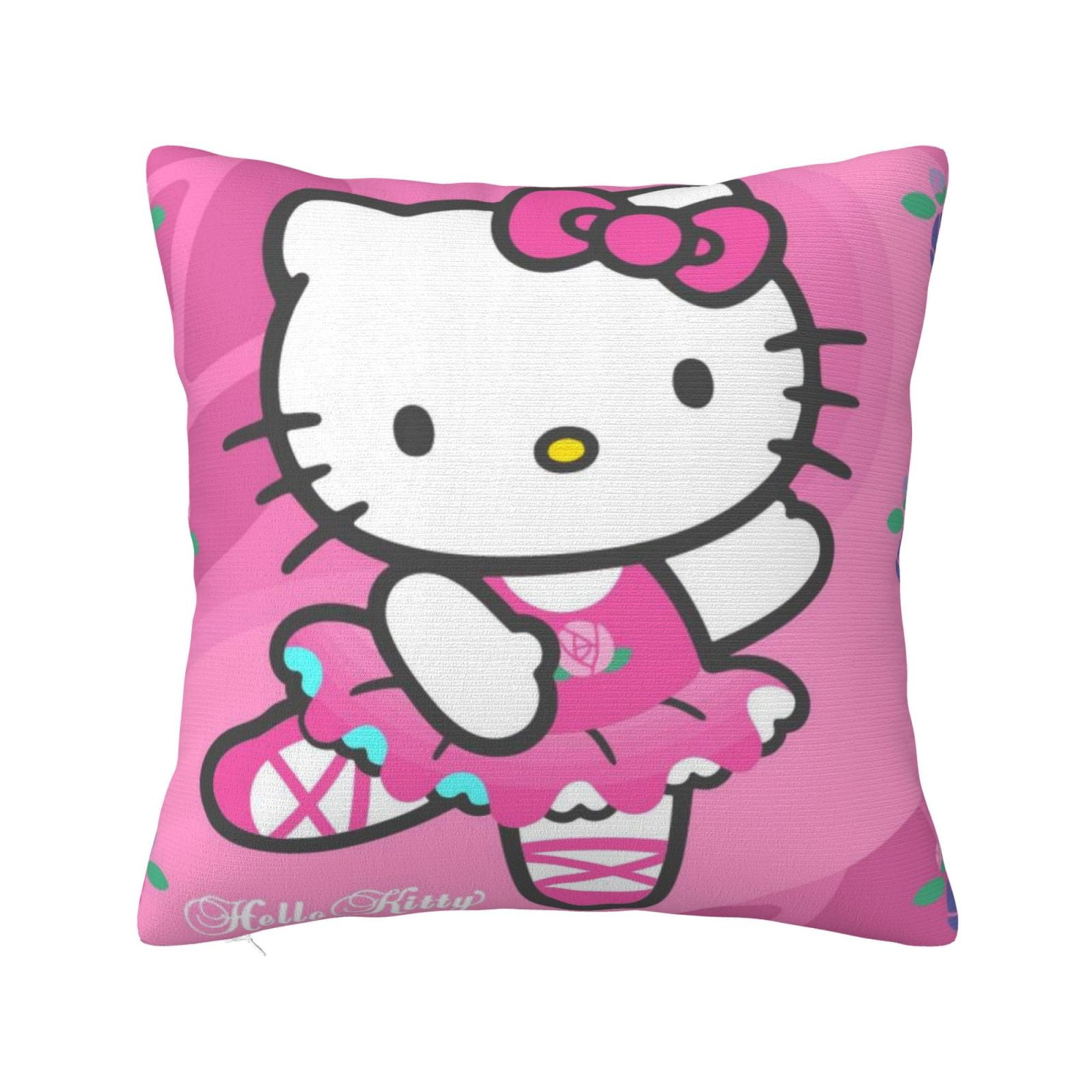 Hello Kitty Pillow Cover, Square Throw Pillow Cases For Couch Sofa Bed ...