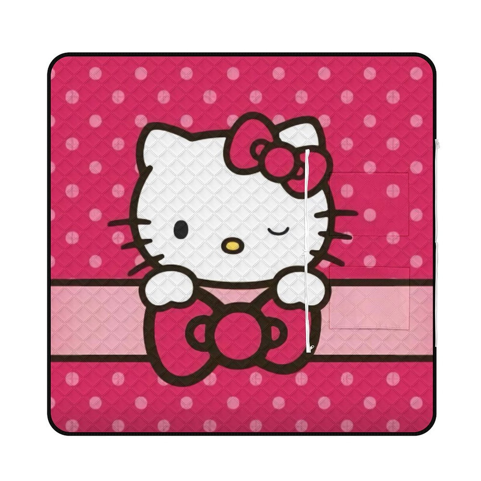 Hello Kitty with Pink Bow Picnic Blanket Outdoor Extra Large Picnic Mat ...