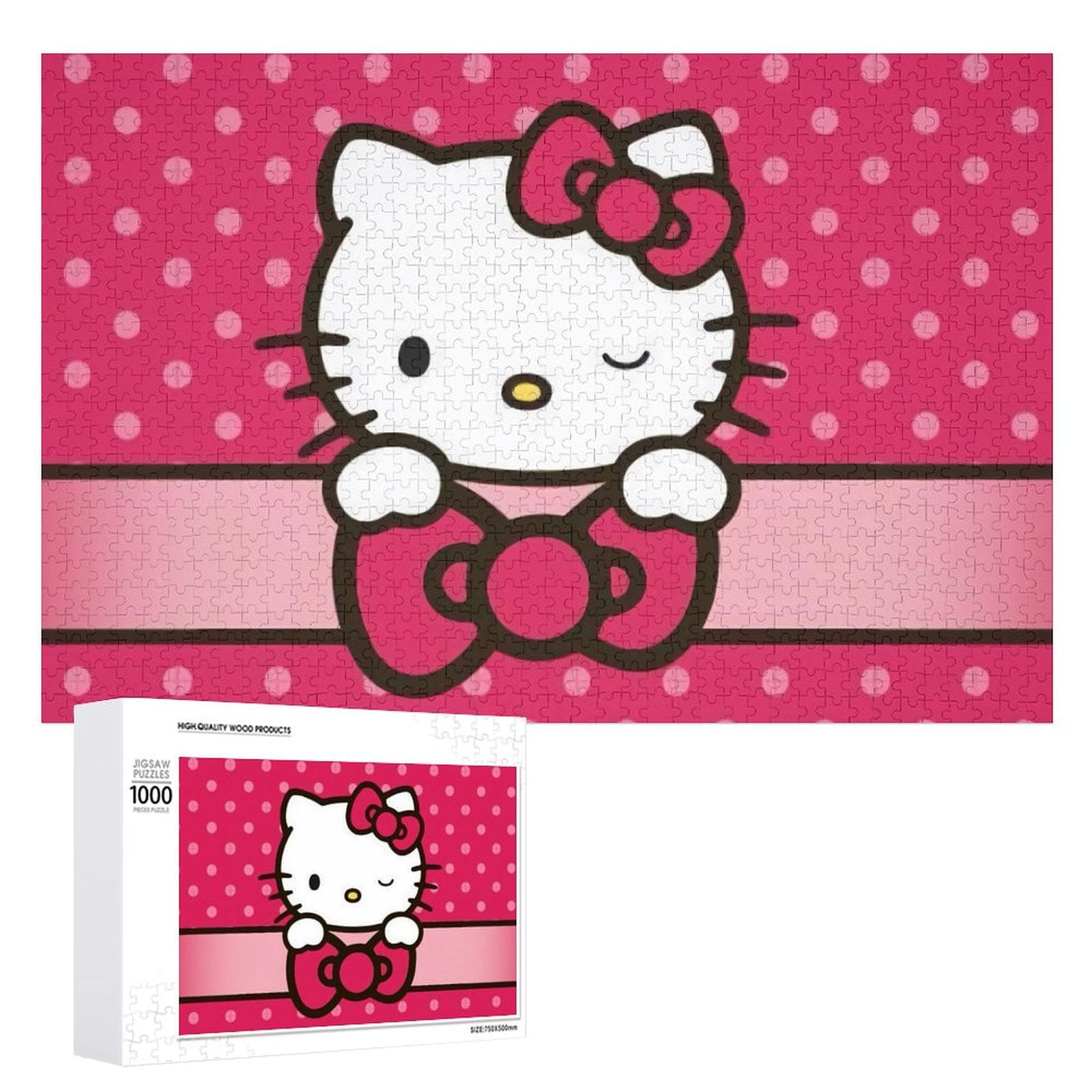 Hello Kitty with Pink Bow Puzzles- 1000 Piece Jigsaw Puzzle for Adults ...