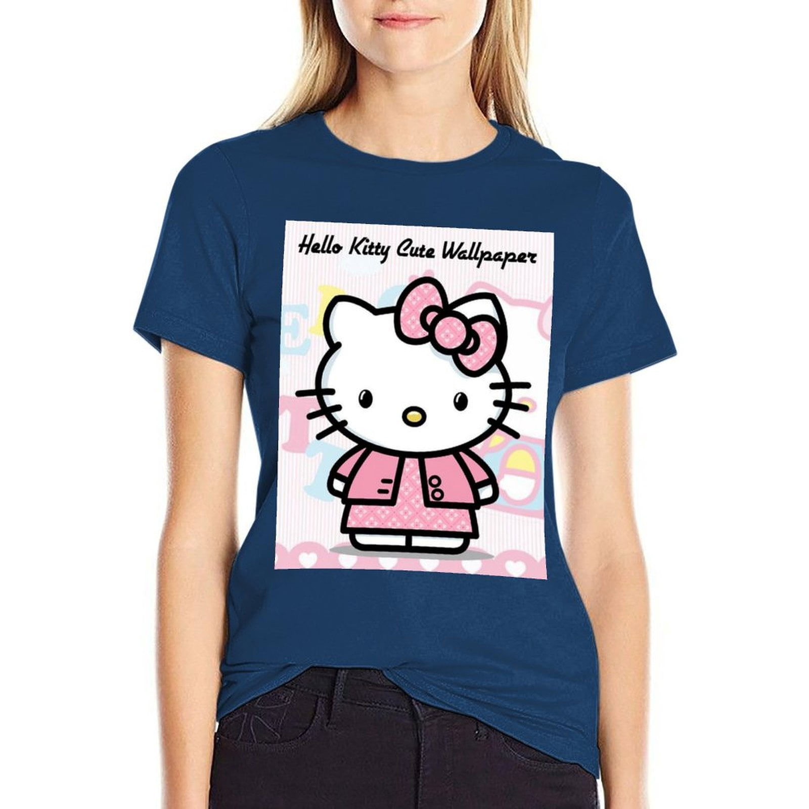 Hello Kitty Pink Clothing Crew Neck Shirt T-Shirt - Walmart.com