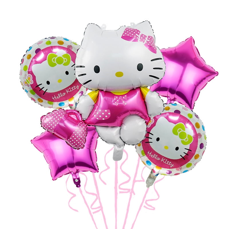 Hello Kitty Pink Foil Balloon Set Girl Birthday Party Decorations KT ...