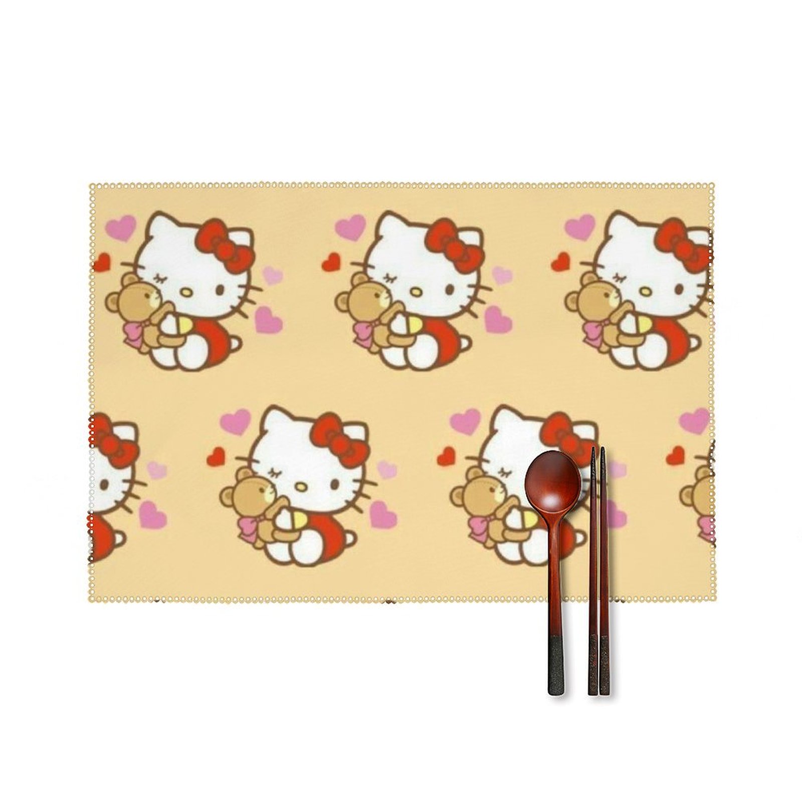 Hello Kitty Placemats Set of 6, Boy Girl Kid Dining Table Place Mats ...