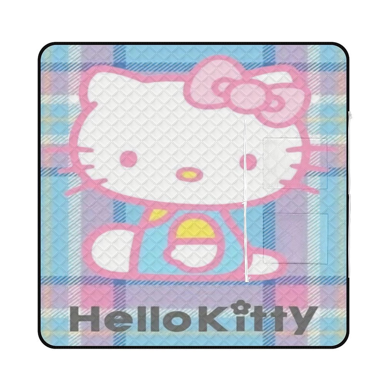 Hello Kitty Plaid Picnic Blanket Outdoor Extra Large Picnic Mat 59"X59 ...