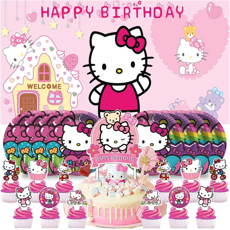 Hello Kitty Plates Birthday Party Supplies Decor Decorations Background ...