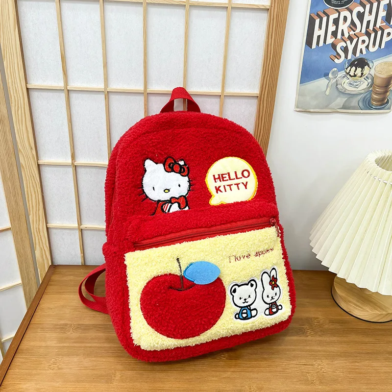Hello Kitty Plush Double Backpack 2024 New Sanrio School Bag Japanese ...