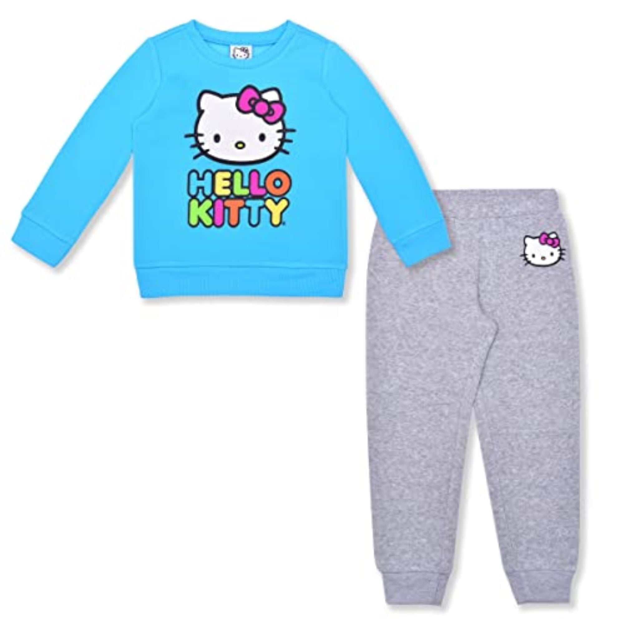Hello Kitty Plush Girl 2 Piece Sweater Top and Jogger Set - Blue/Grey ...