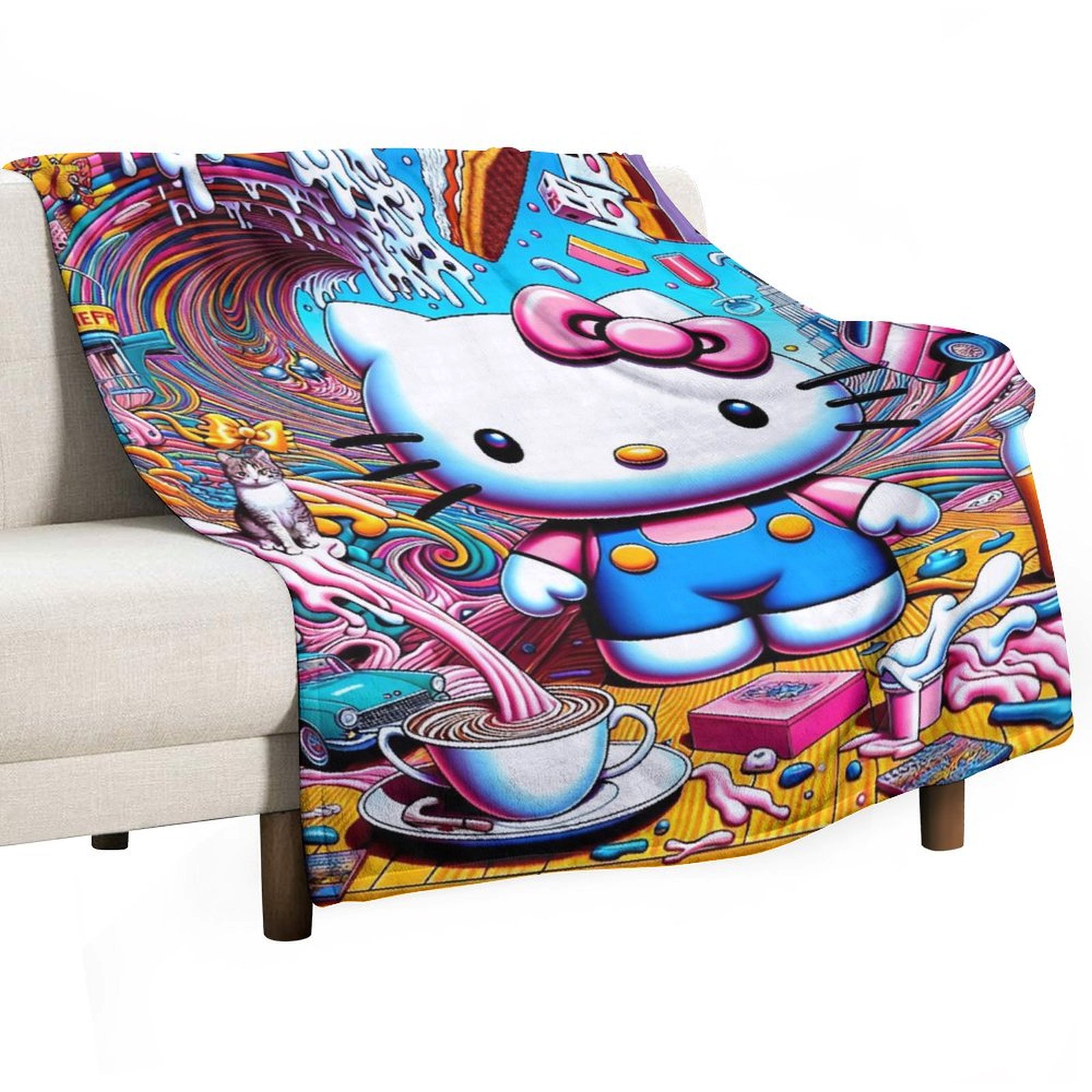 Hello_Kitty Plush Throw Blanket - Measures 55"x70" - Kids Super Soft ...