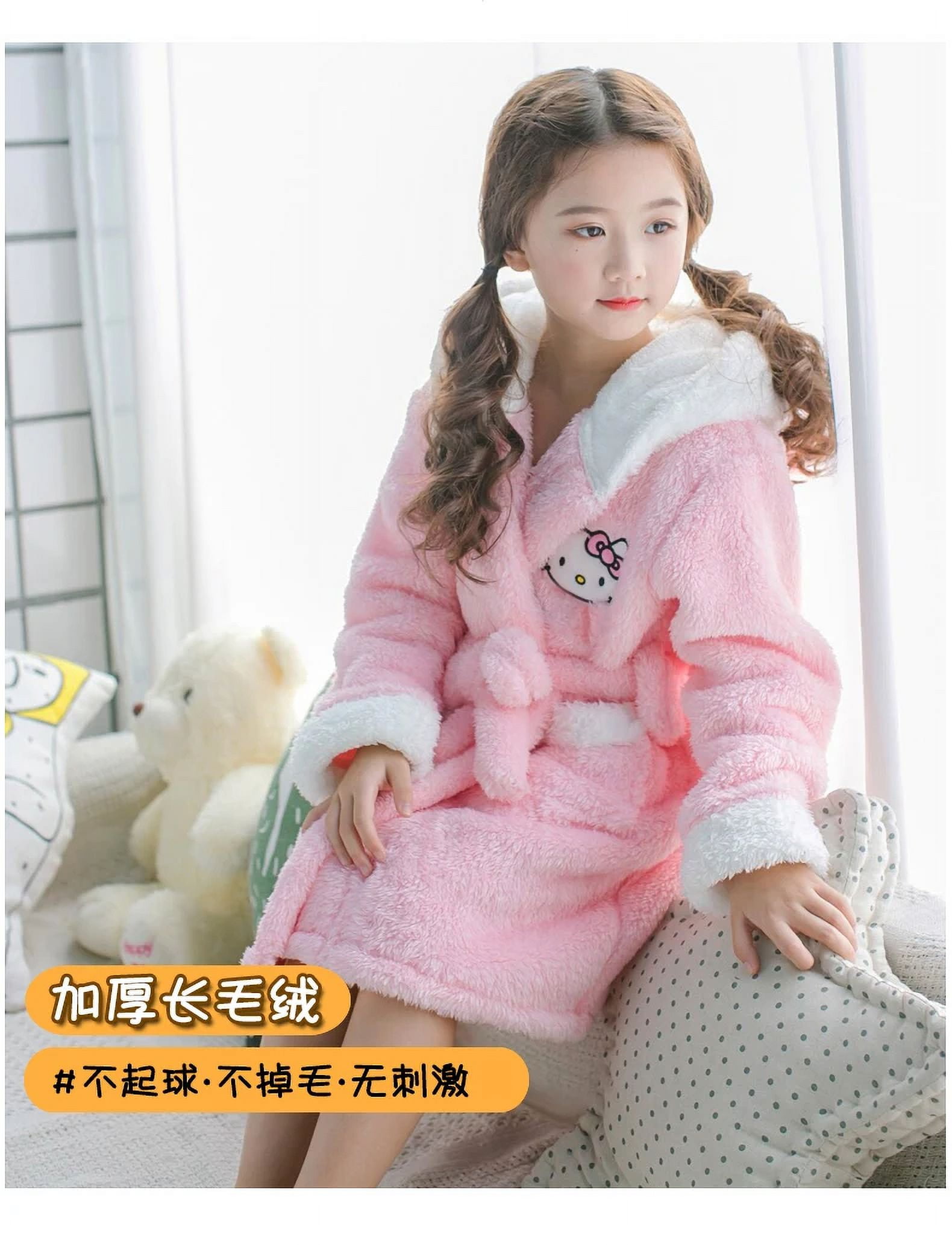 Hello Kitty Pokemon Pikachu Pajamas Girls Night-Robe Children's Autumn ...