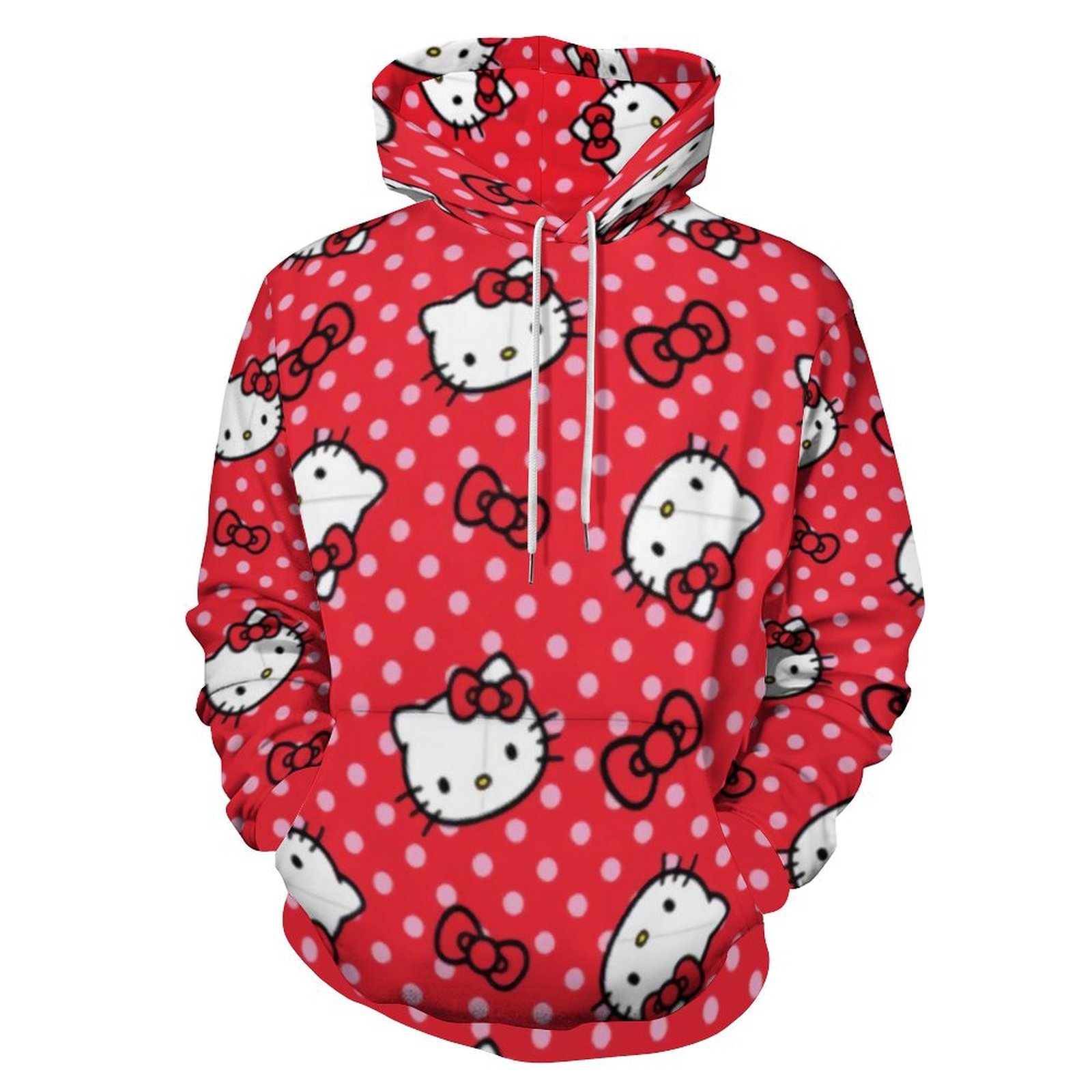 Hello Kitty Polka Dot Bow Graphic Unisex 3D Print Casual Pullover ...