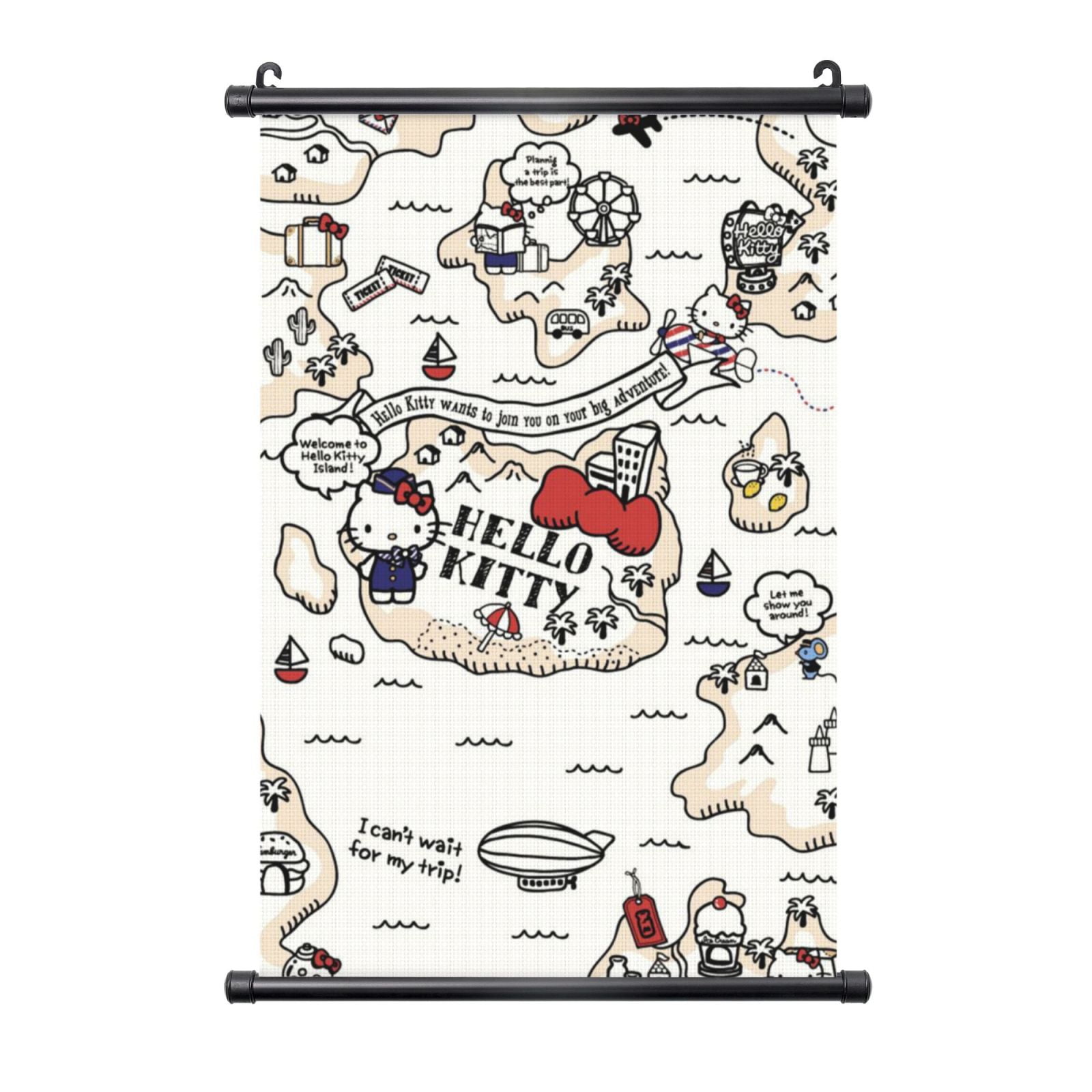 Hello Kitty Poster Black Plastic Shaft Hanging Posters Wall Hanging Art ...