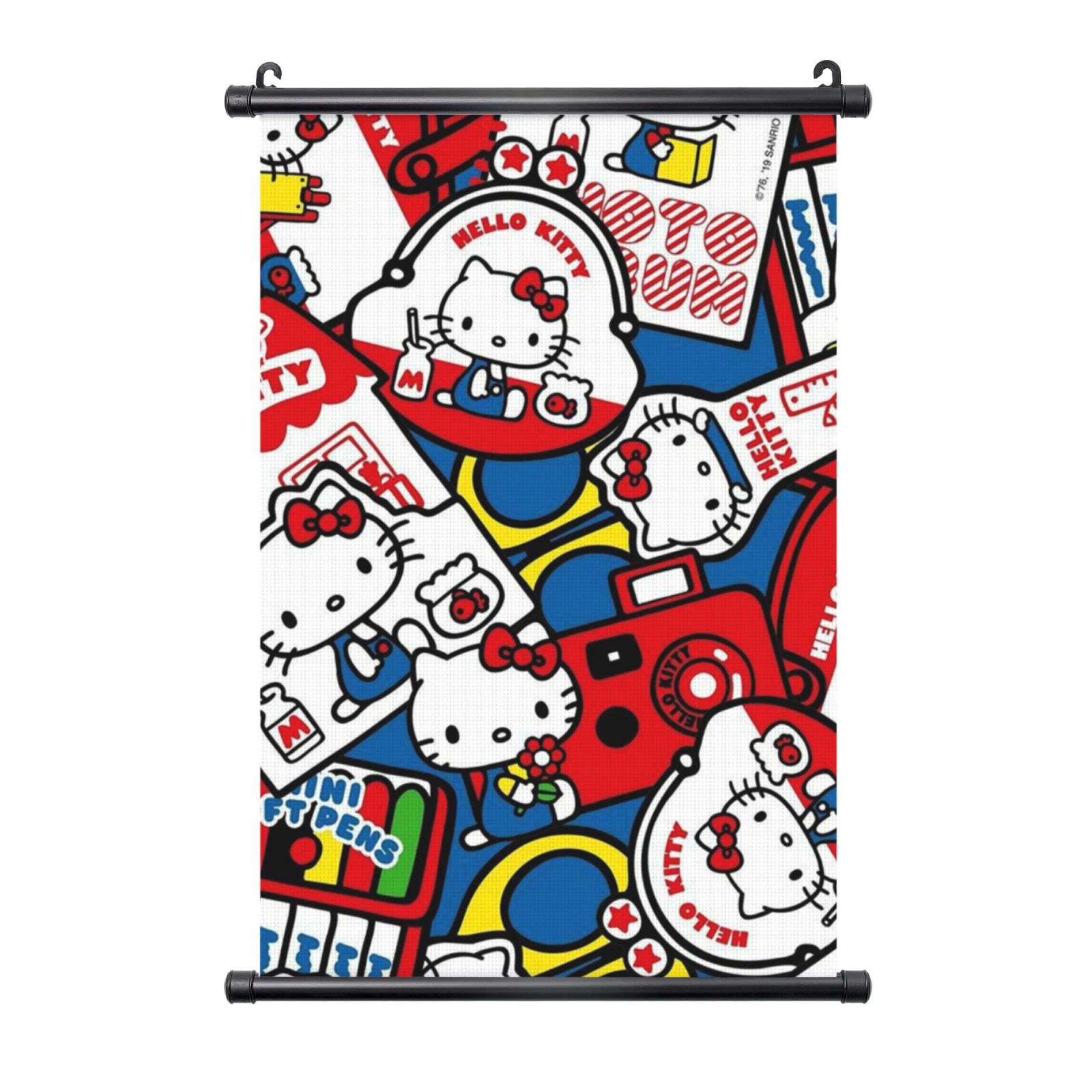 Hello Kitty Poster Black Plastic Shaft Hanging Posters Wall Hanging Art ...
