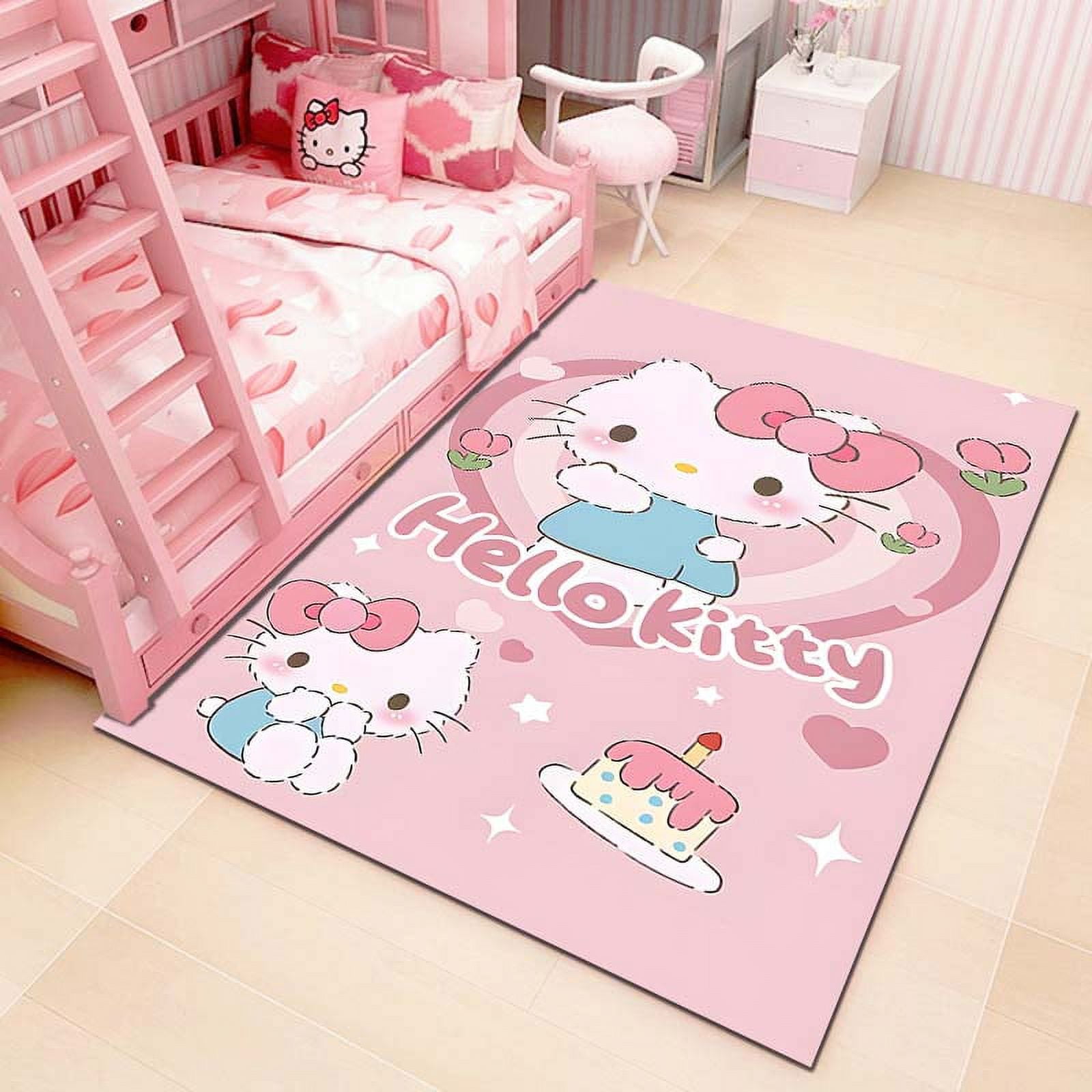Hello Kitty Print Cartoon Carpet Rug for Home Living Room Bedroom Room ...