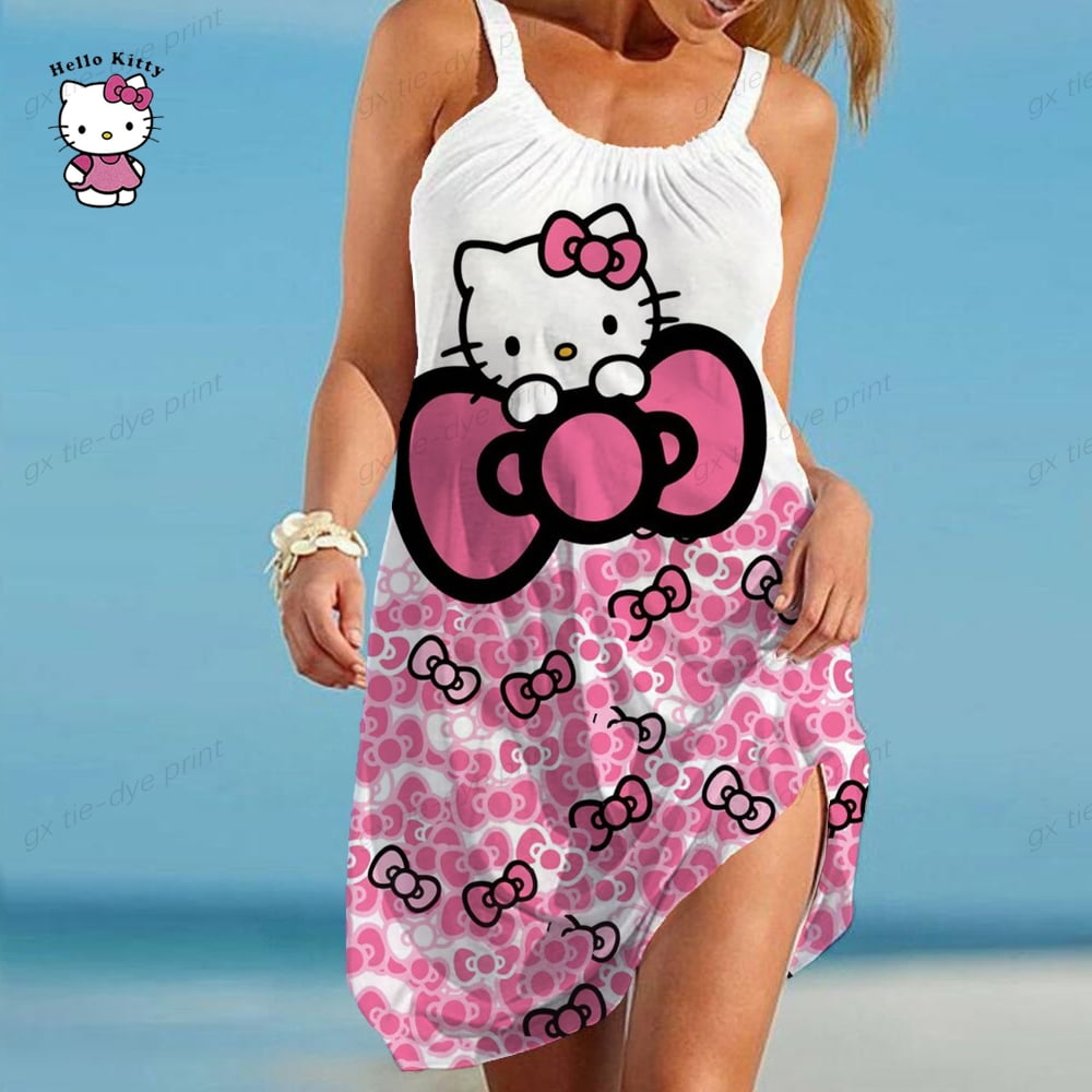 Hello Kitty Print Dresses 2023 Year Fashion Woman Blouses 2024 SUMMER ...