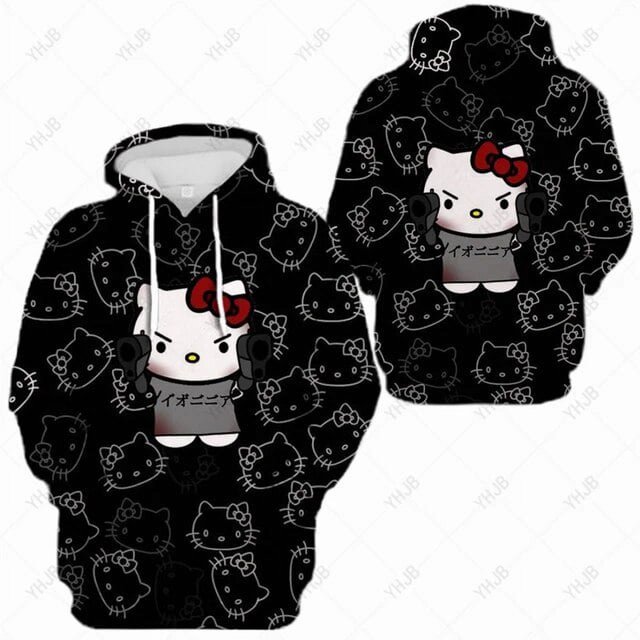 Hello Kitty Print Hoodie Harajuku Women‘s Spring Hoodies Kawaii Cute