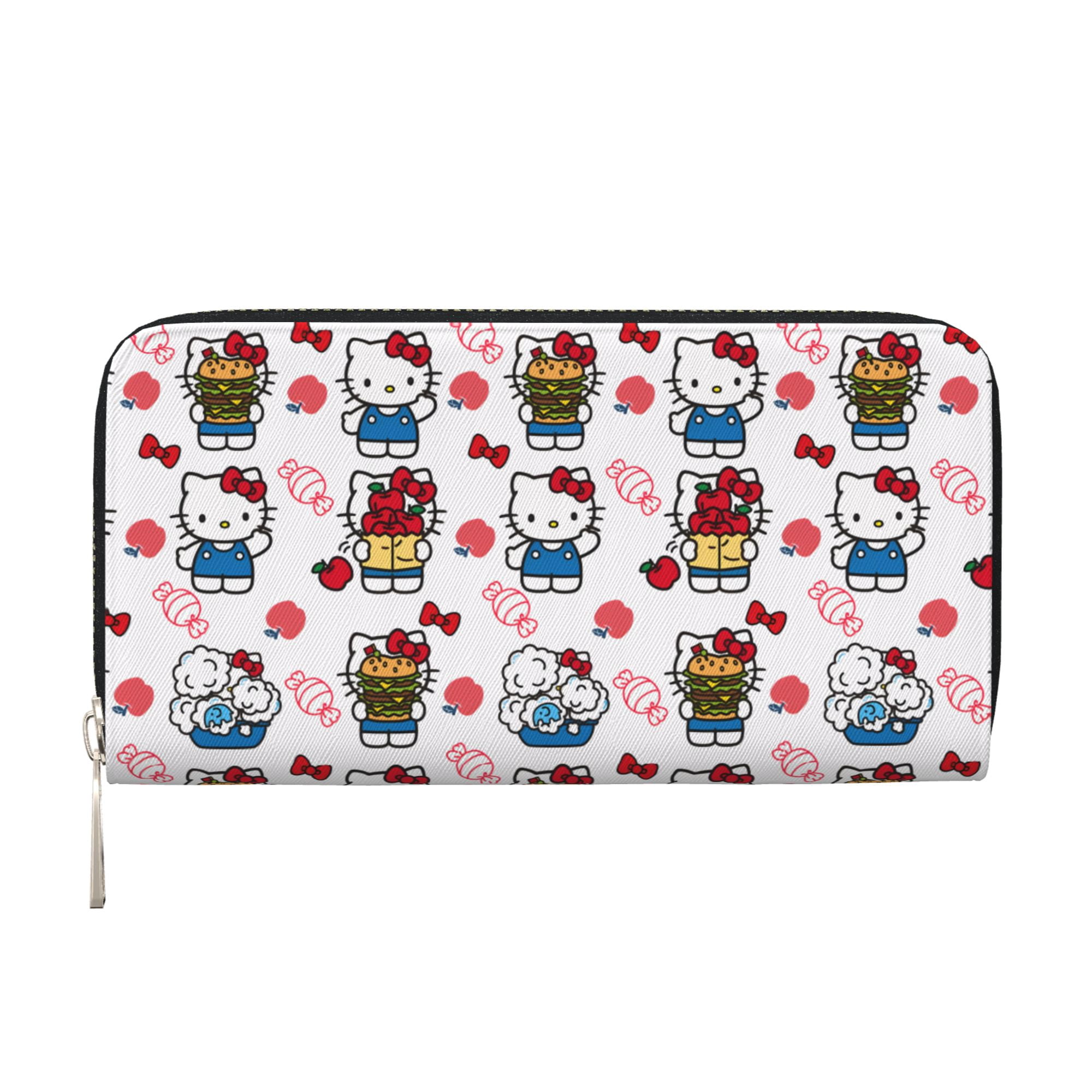 Hello Kitty Print Long Leather Clutch Wallet Zipper Pocket Wallet Gift ...