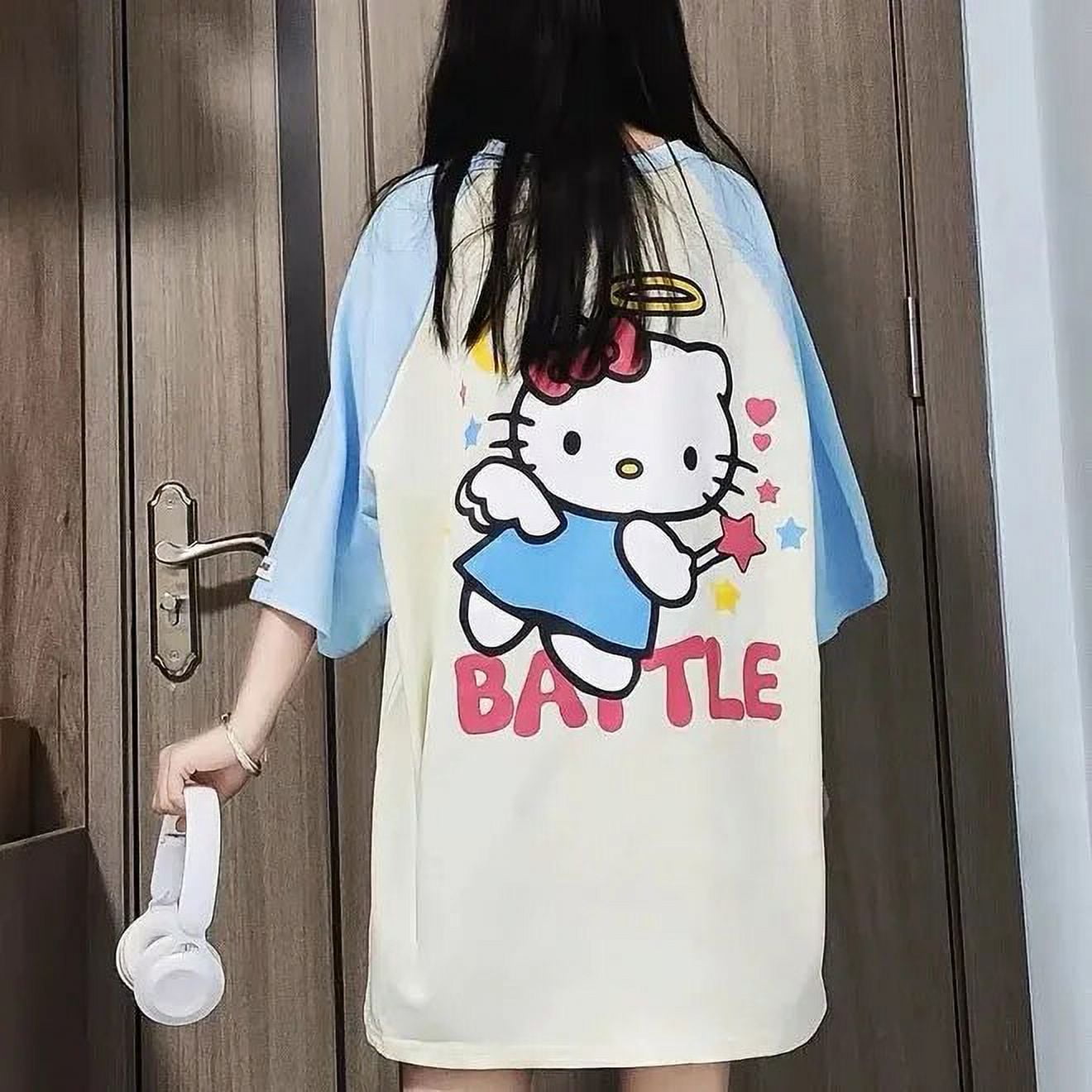 Hello Kitty Print T-shirt Kawaii Kuromi TShirt Sanrio Clothes Anime ...