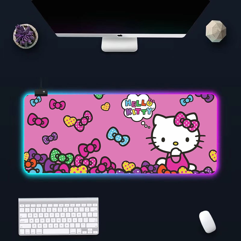 Hello Kitty RGB Pc Gamer Keyboard Mouse Pad Mousepad LED Glowing Mouse ...