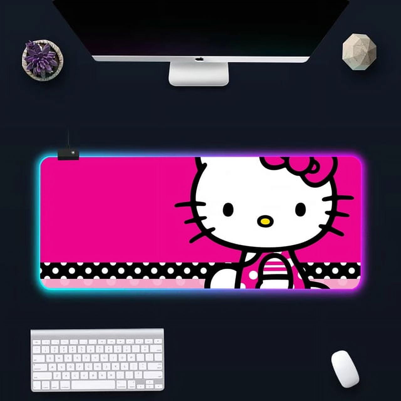 Hello Kitty RGB Pc Gamer Keyboard Mouse Pad Mousepad LED Glowing Mouse ...