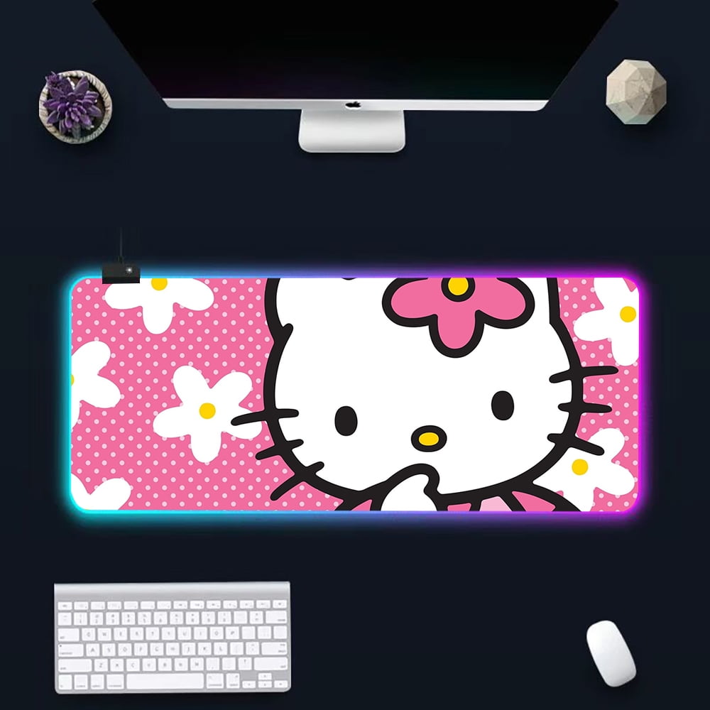 Hello Kitty RGB Pc Gamer Keyboard Mouse Pad Mousepad LED Glowing Mouse ...