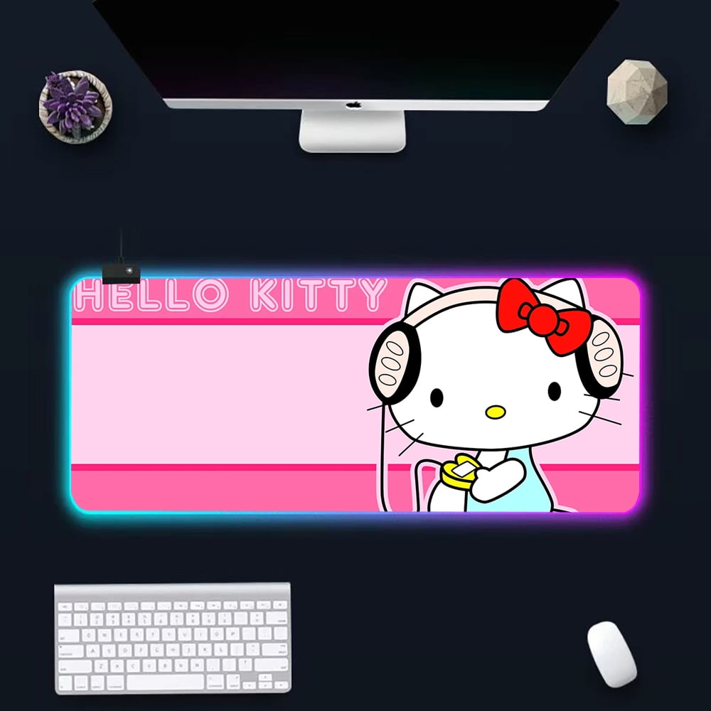 Hello Kitty RGB Pc Gamer Keyboard Mouse Pad Mousepad LED Glowing Mouse ...