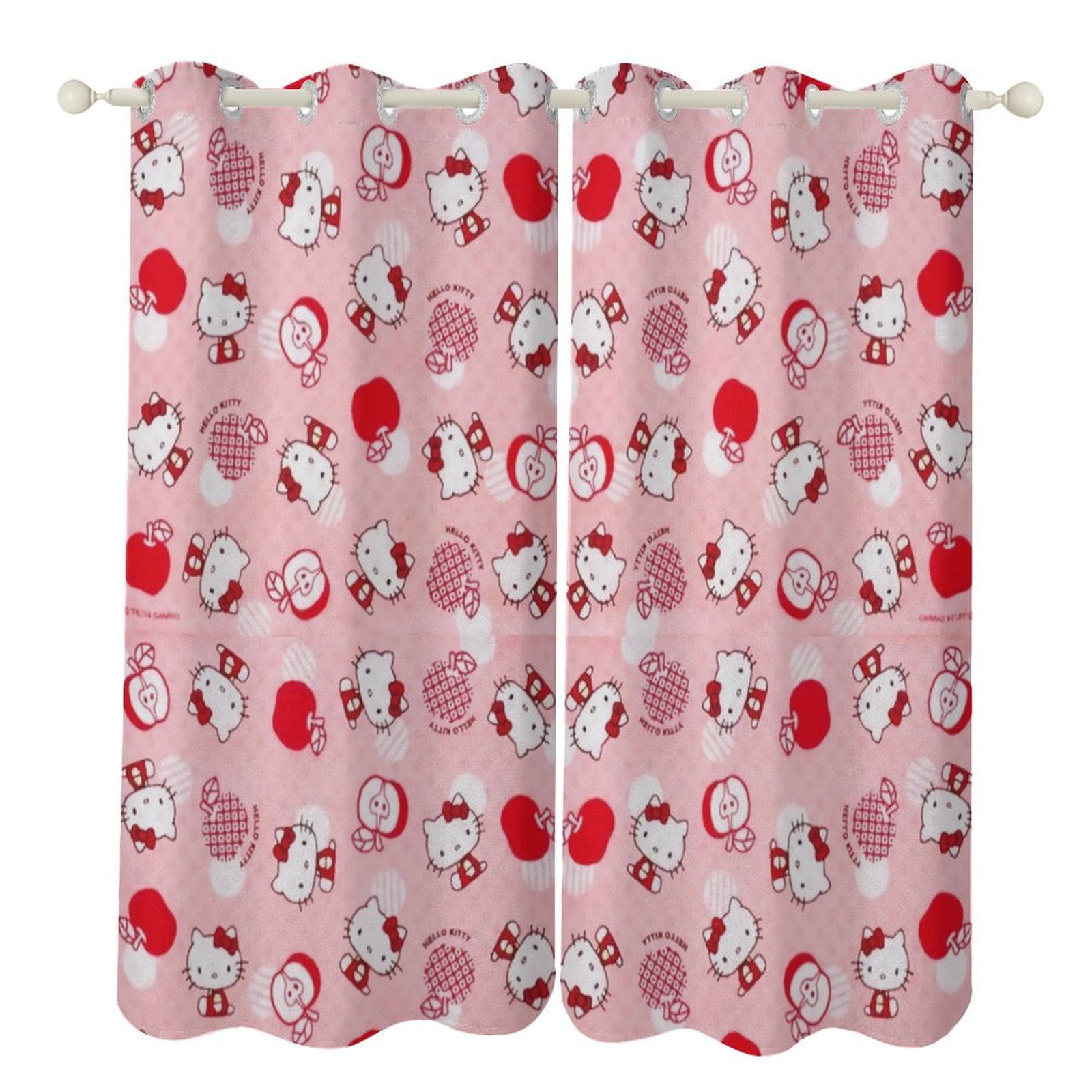 Hello Kitty Red Apple Kids Curtains 52 X 84 Inch,Cartoon Blackout ...