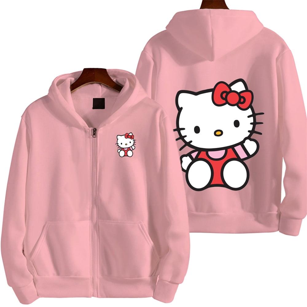 Hello Kitty Red Men Zip Up Hoodie Spring Autumn Women Oversized ...