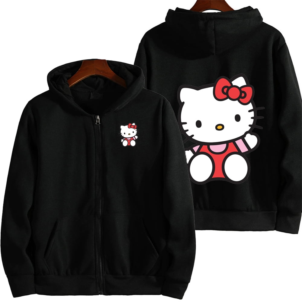 Hello Kitty Red Men Zip Up Hoodie Spring Autumn Women Oversized ...