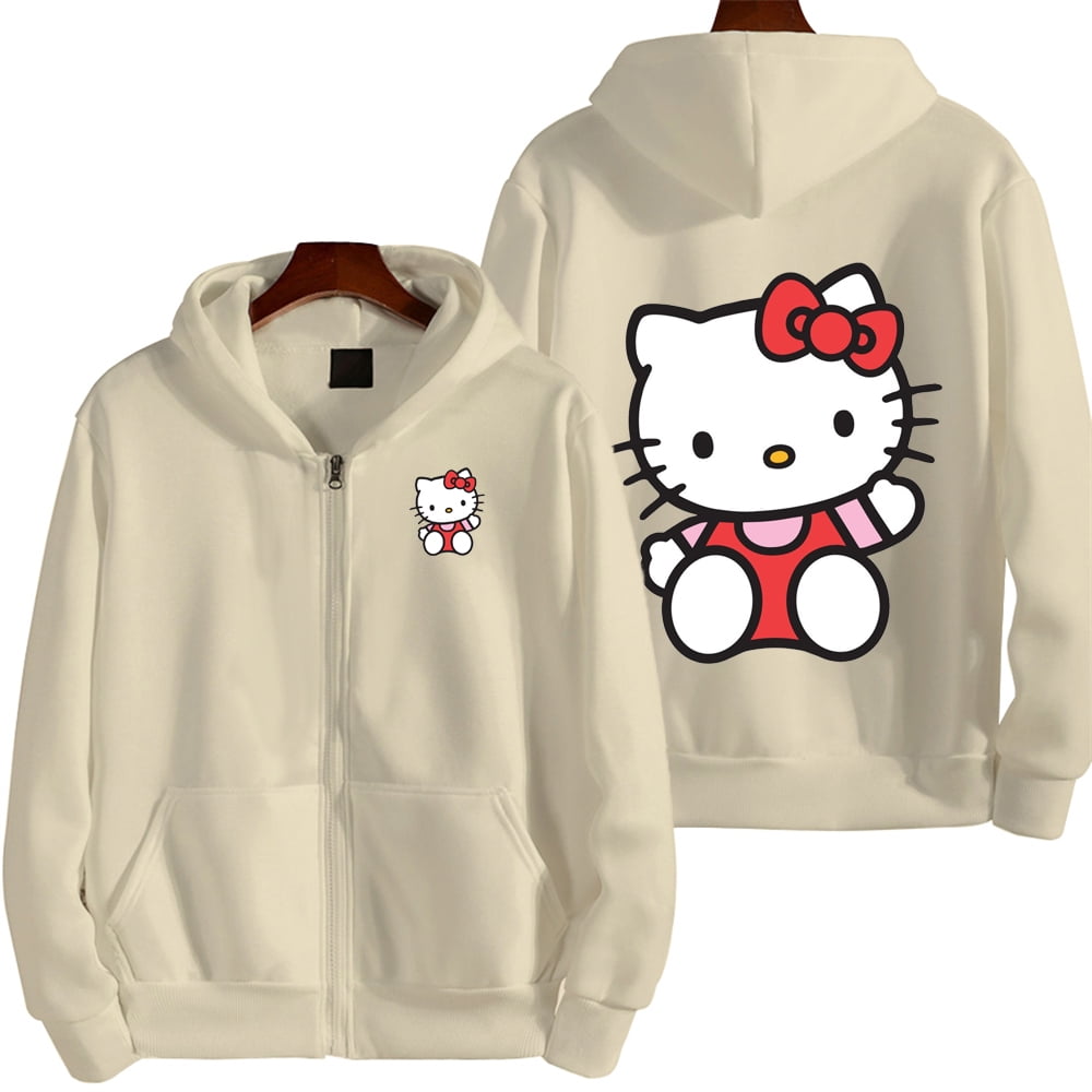 Hello Kitty Red Men Zip Up Hoodie Spring Autumn Women Oversized ...