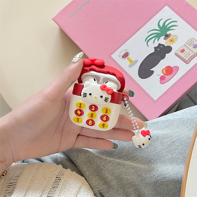 Hello Kitty Red Mobile Phone Case With Keychain For Airpod Pro 2 ...