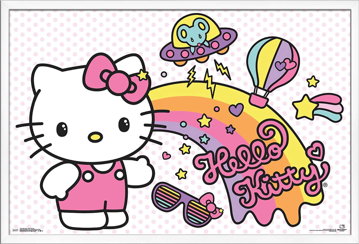 Hello Kitty - Retro Rainbow Wall Poster, 22.375" x 34", Framed ...