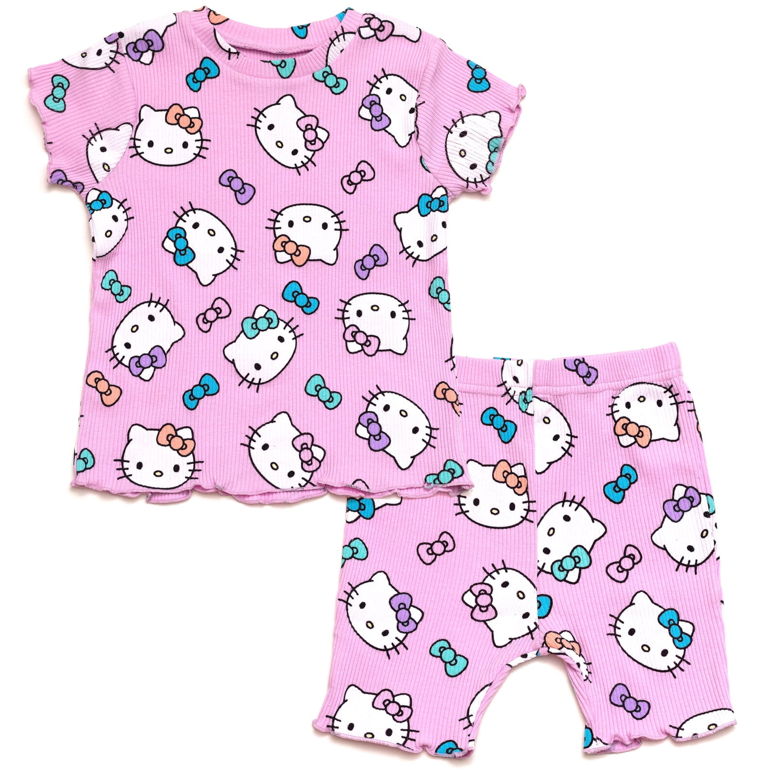 Hello Kitty Ribbed T-Shirt and Shorts Outfit Set Newborn to Little Kid ...