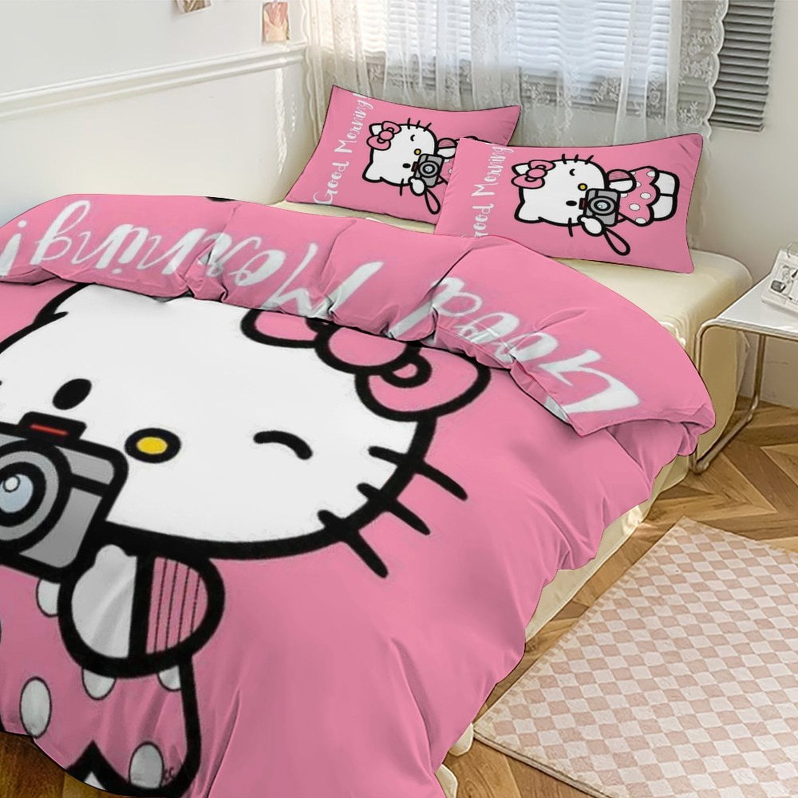 Hello Kitty Room Decor Bedding Set with Sheets And Pillow Take A Photo ...