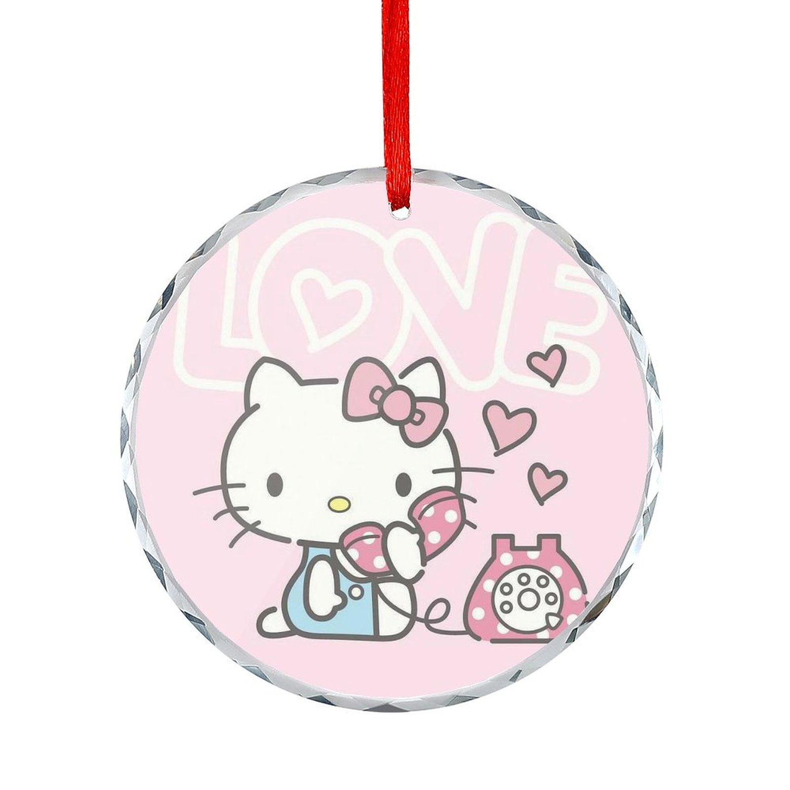 Hello_Kitty Round Christmas Ornaments Glass Circular Pendant for Home ...
