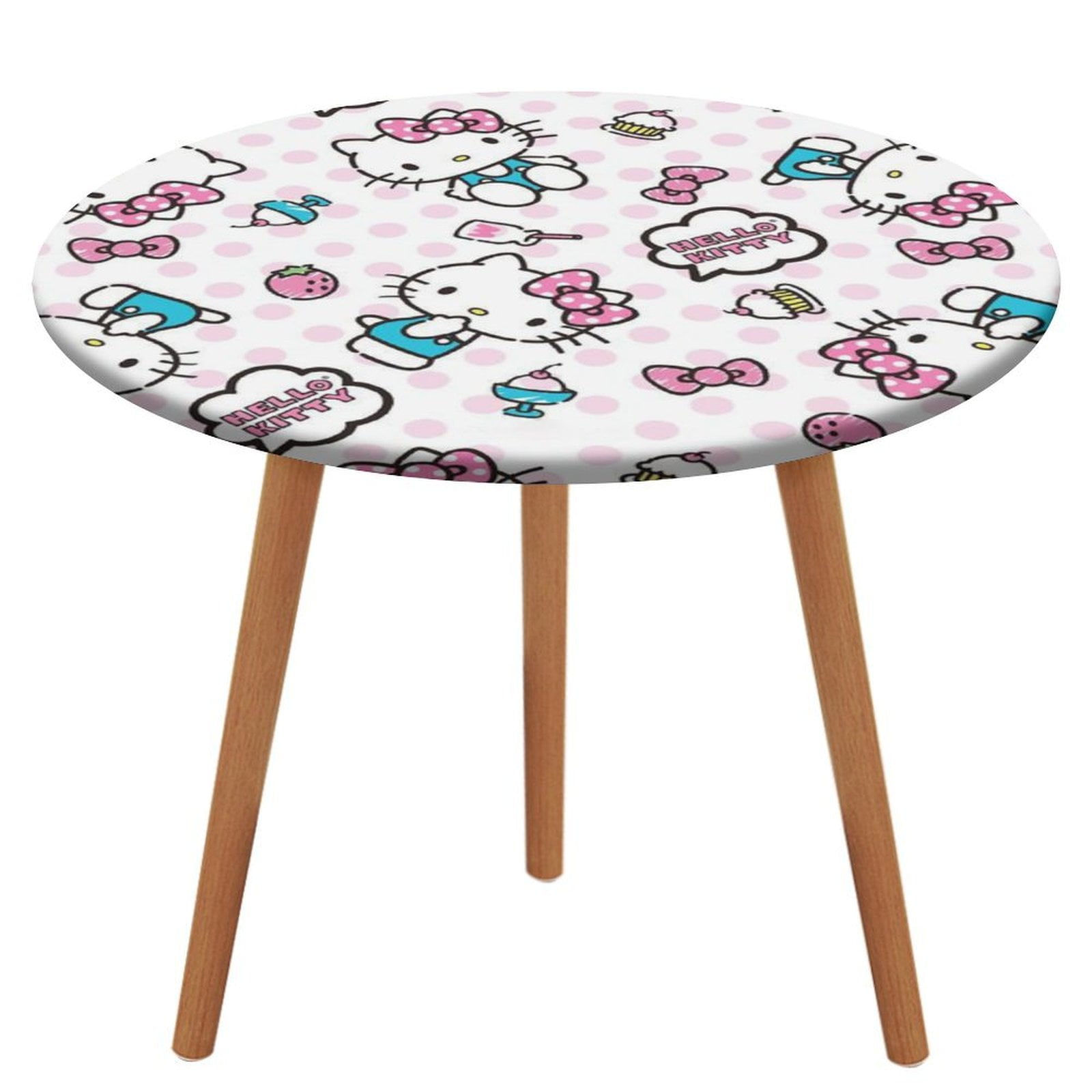 Hello Kitty Round Fitted Tablecloth with Elastic Edge,Water-Resistant ...