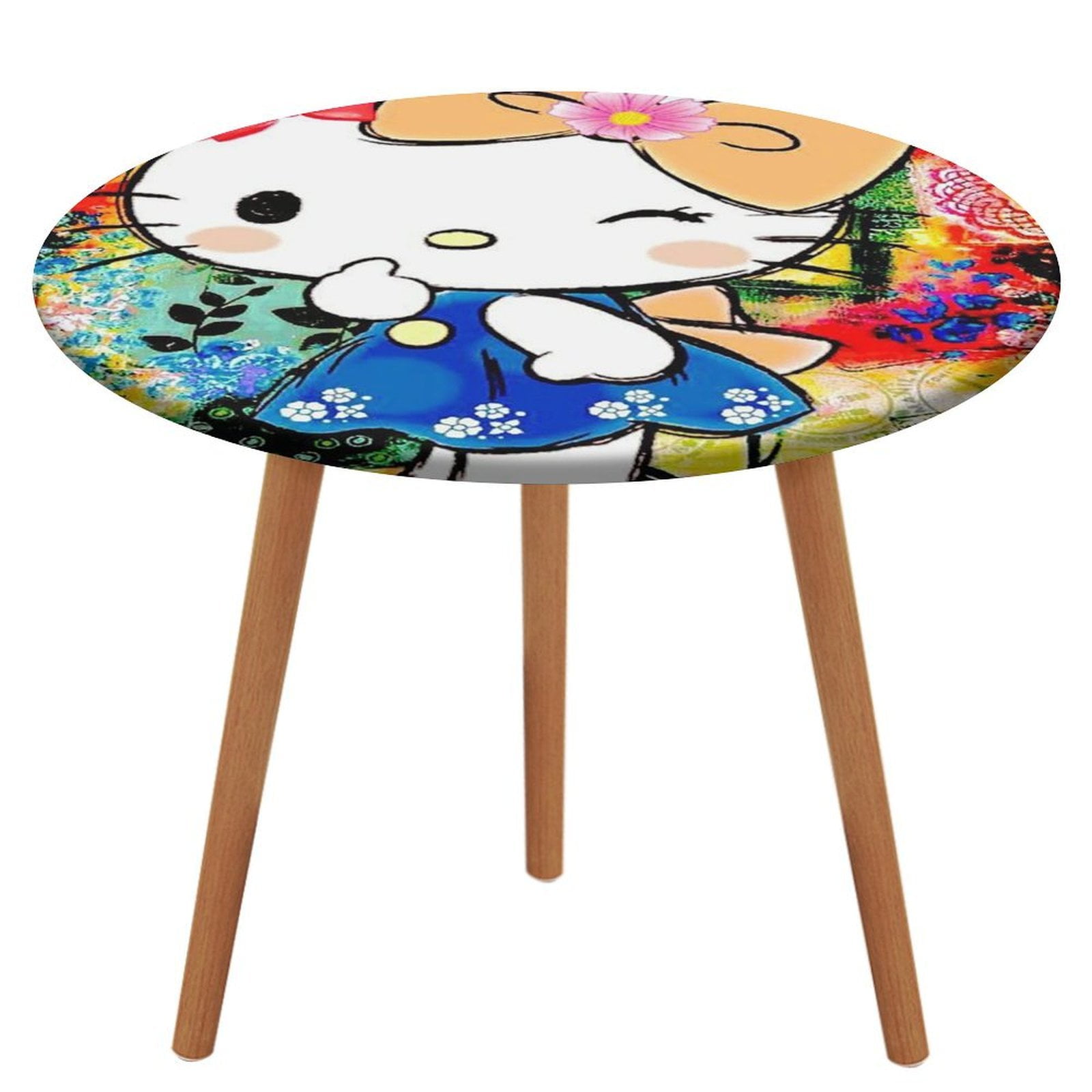 Hello Kitty Round Fitted Tablecloth with Elastic Edge,Water-Resistant ...