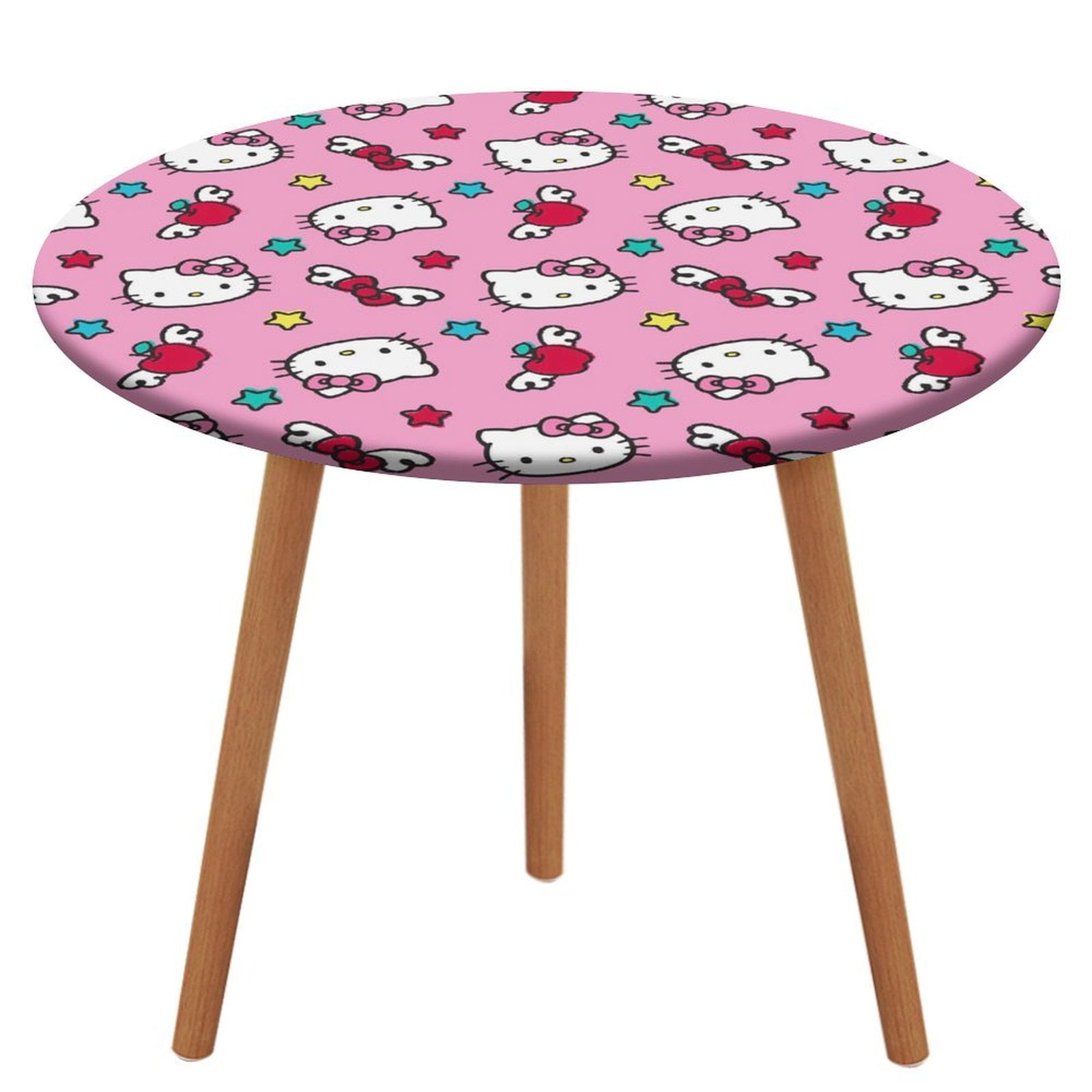 Hello Kitty Round Fitted Tablecloth with Elastic Edge,Water-Resistant ...