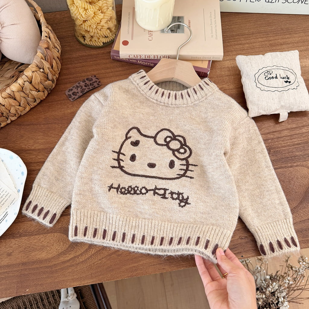 Hello Kitty Round Knitted Sweater Autumn Winter Cartoon Pattern Top ...