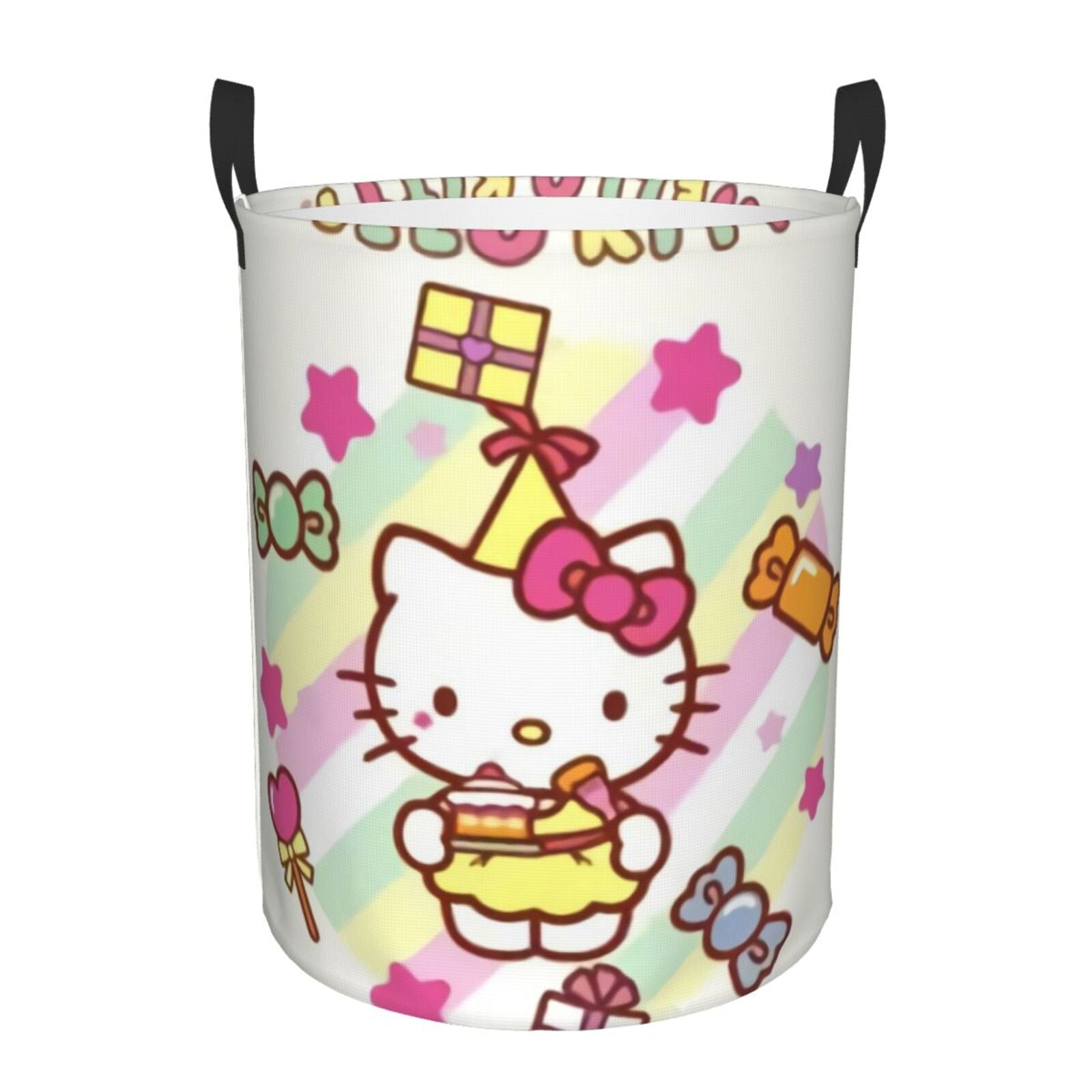 Hello-Kitty Round Single Layer Dirty Laundry Basket ,Wear-Resistant ...