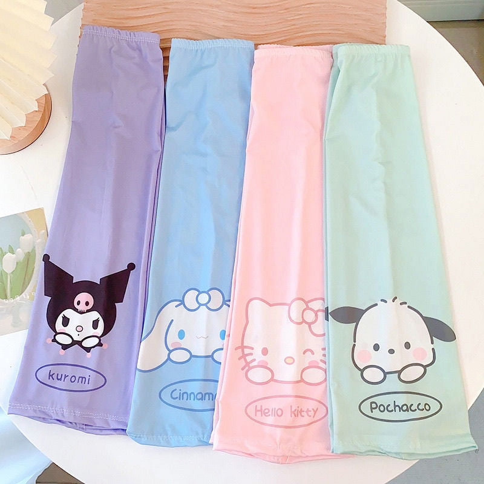 Hello Kitty Sanrio Anime Ice Silk Sleeves Cute Cartoon Pochacco Kuromi ...