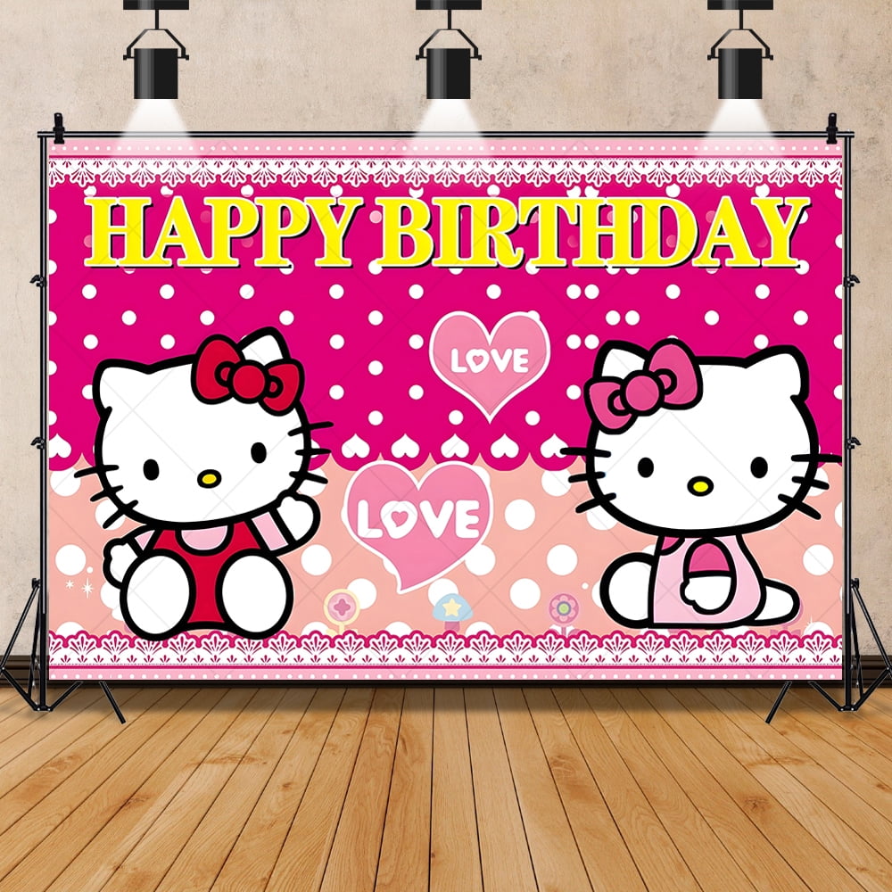 Hello Kitty Sanrio Baby Girl Kid Gifts Birthday Party Banner Backdrop ...
