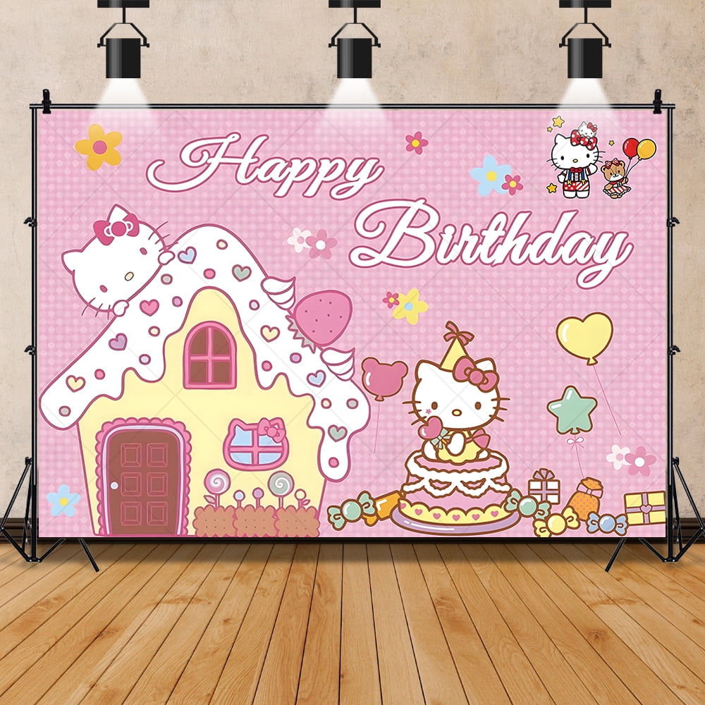 Hello Kitty Sanrio Baby Girl Kid Gifts Birthday Party Banner Backdrop ...