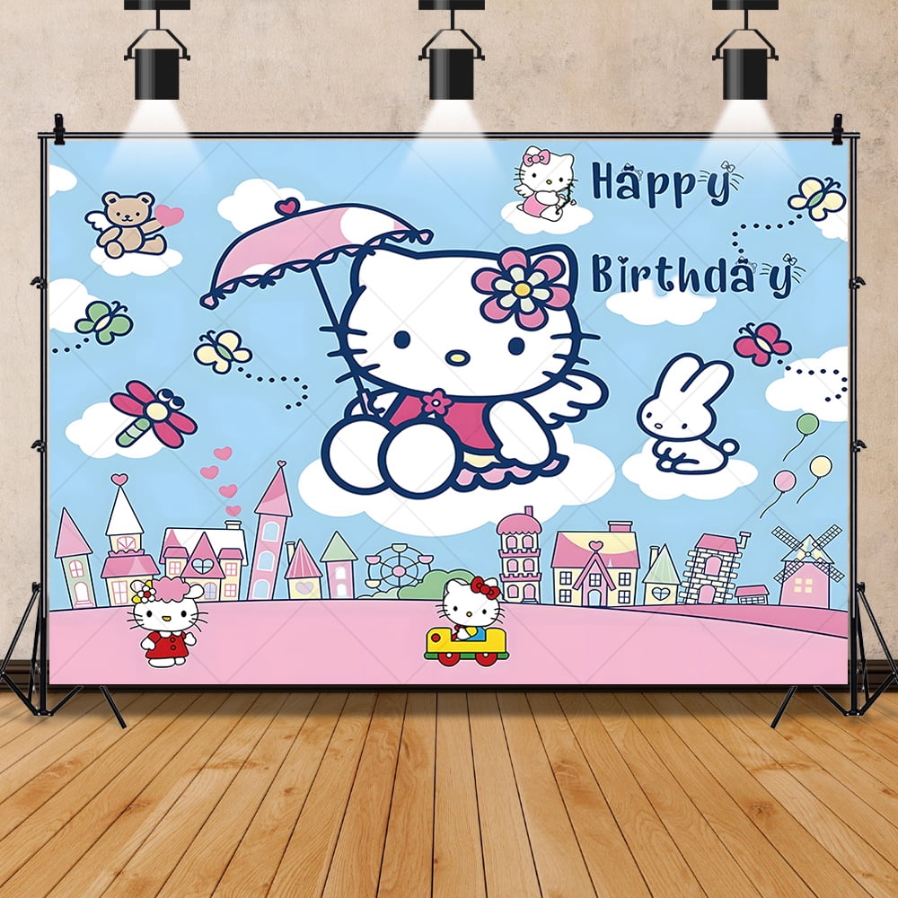 Hello Kitty Sanrio Baby Girl Kid Gifts Birthday Party Banner Backdrop ...