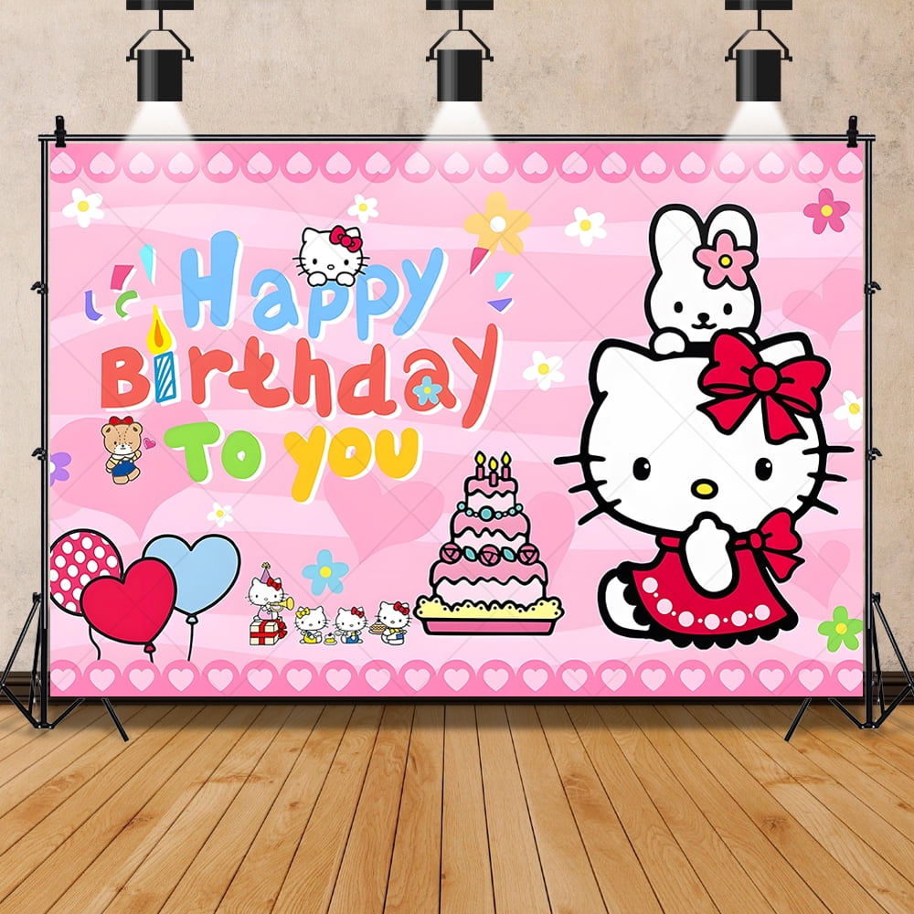 Hello Kitty Sanrio Baby Girl Kid Gifts Birthday Party Banner Backdrop ...