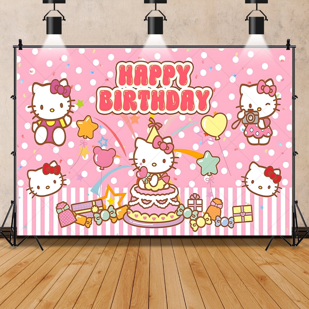 Hello Kitty Sanrio Baby Girl Kid Gifts Birthday Party Banner Backdrop ...
