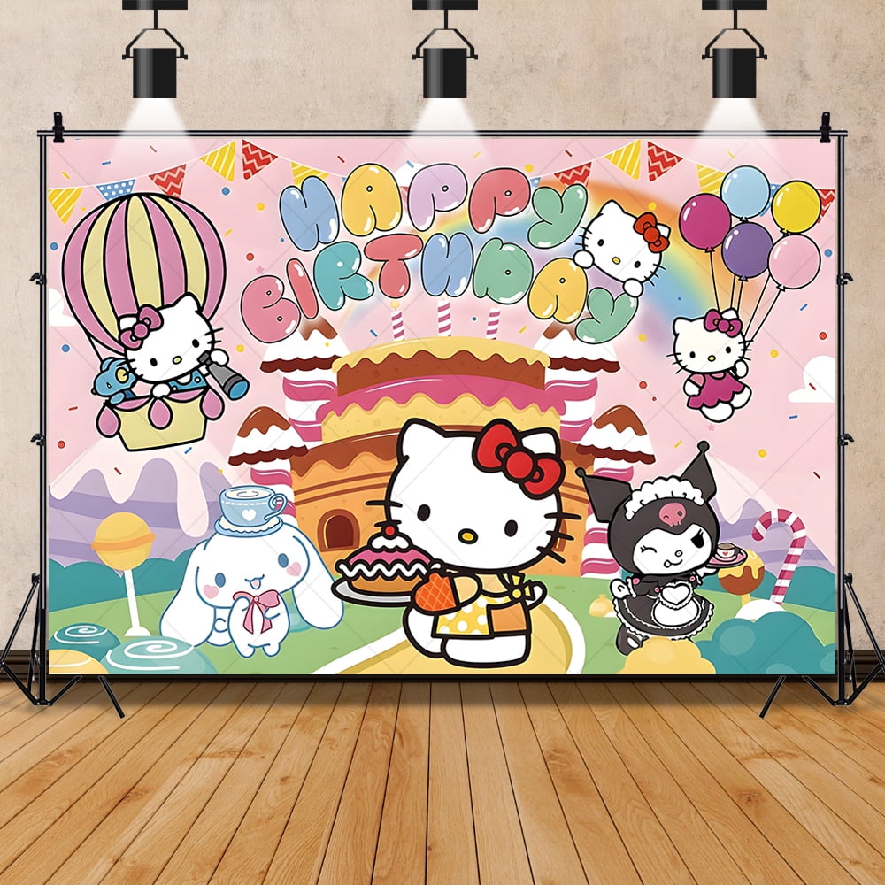 Hello Kitty Sanrio Baby Girl Kid Gifts Birthday Party Banner Backdrop ...