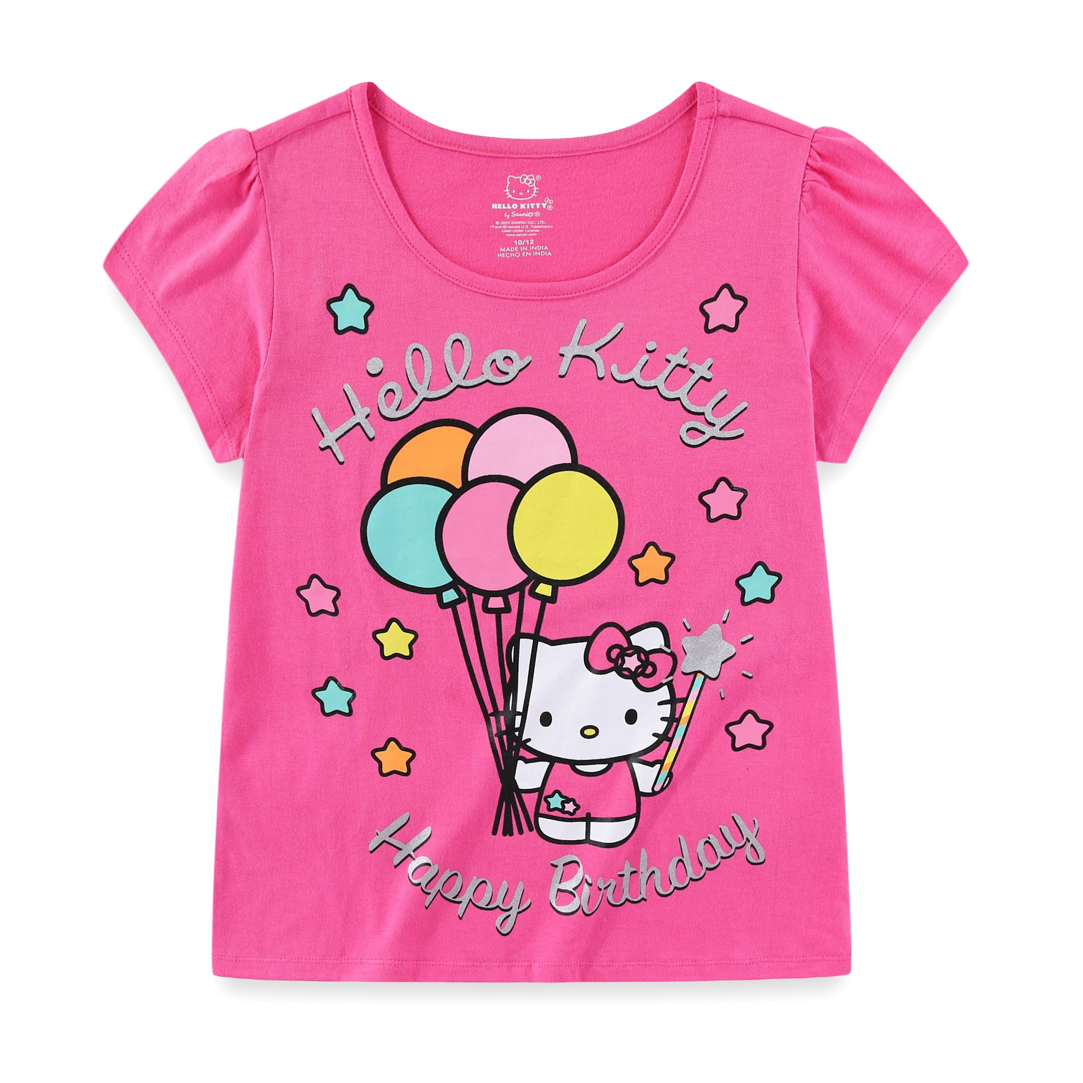 Hello Kitty Sanrio Birthday Short Sleeve T-Shirt (Girls), Sizes 2T-12 ...