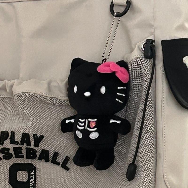 Hello Kitty Sanrio Black Skin Human Skeleton Plush Pendant Cartoon Ugly ...