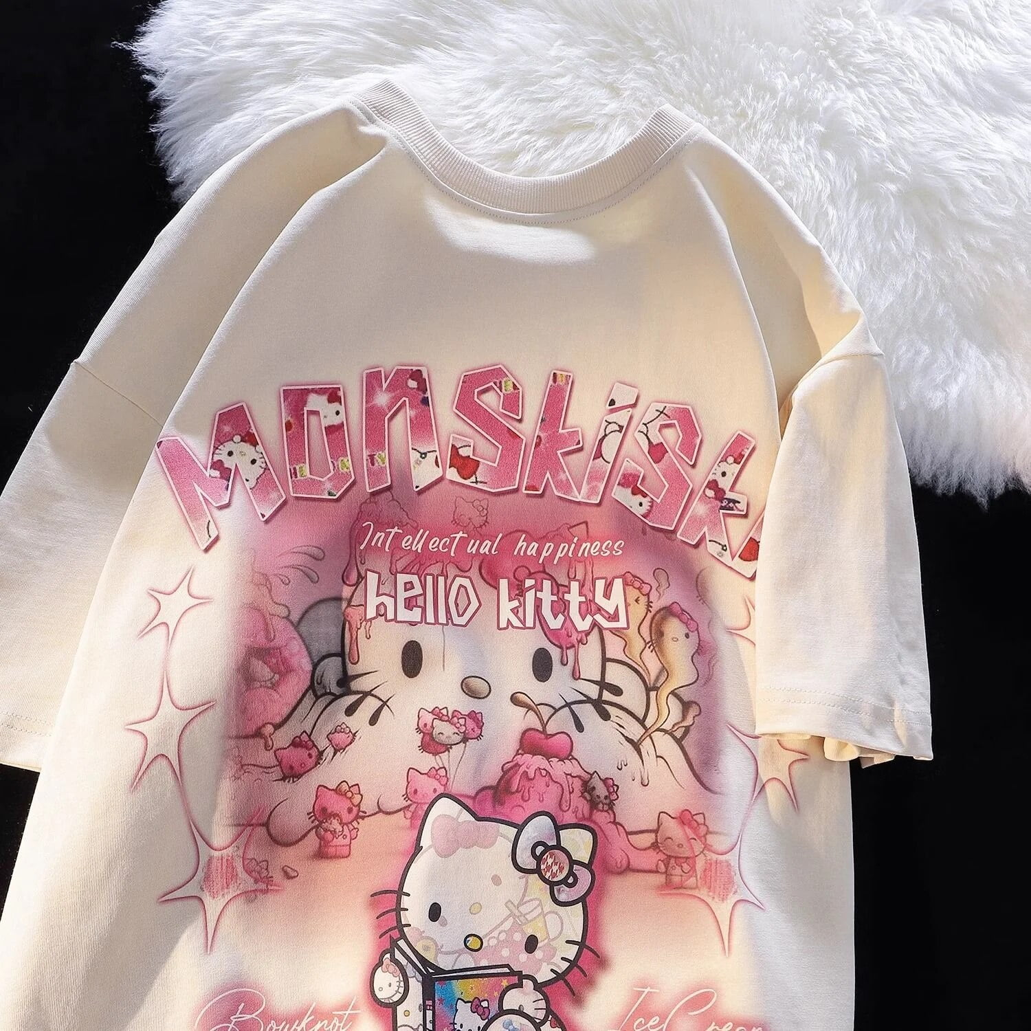 Hello Kitty Sanrio Cotton White T-shirts Women Y2k Kawaii Anime Print ...