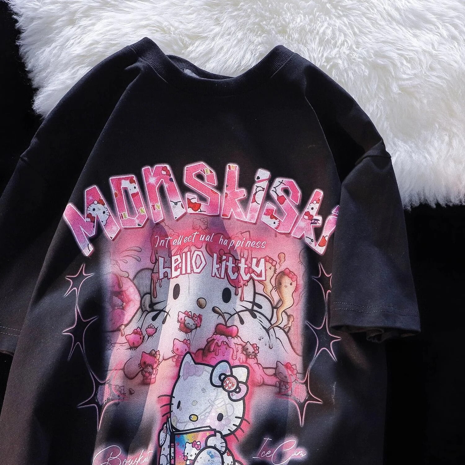 Hello Kitty Sanrio Cotton White T-shirts Women Y2k Kawaii Anime Print ...