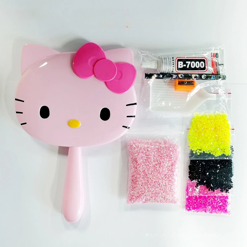 Hello Kitty Sanrio Handheld Makeup Mirror Y2k with Diamonds Cartoon ...